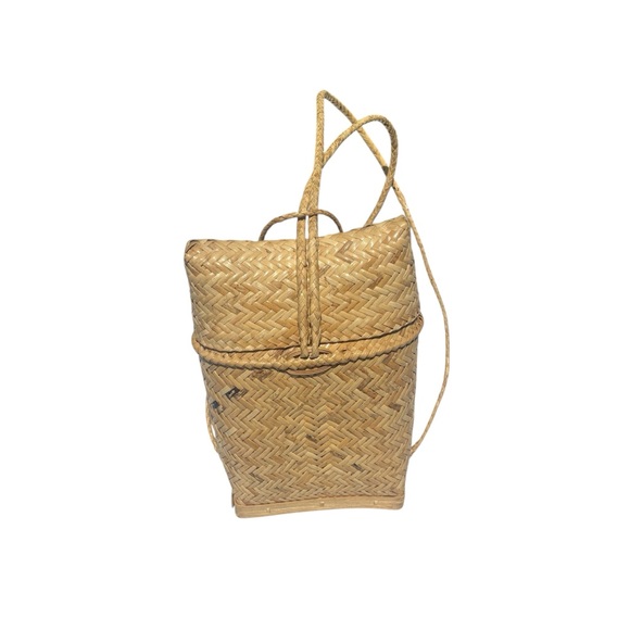 unbranded | Bags | Vintage Handmade Wicker Rattan Woven Backpack Picnic ...